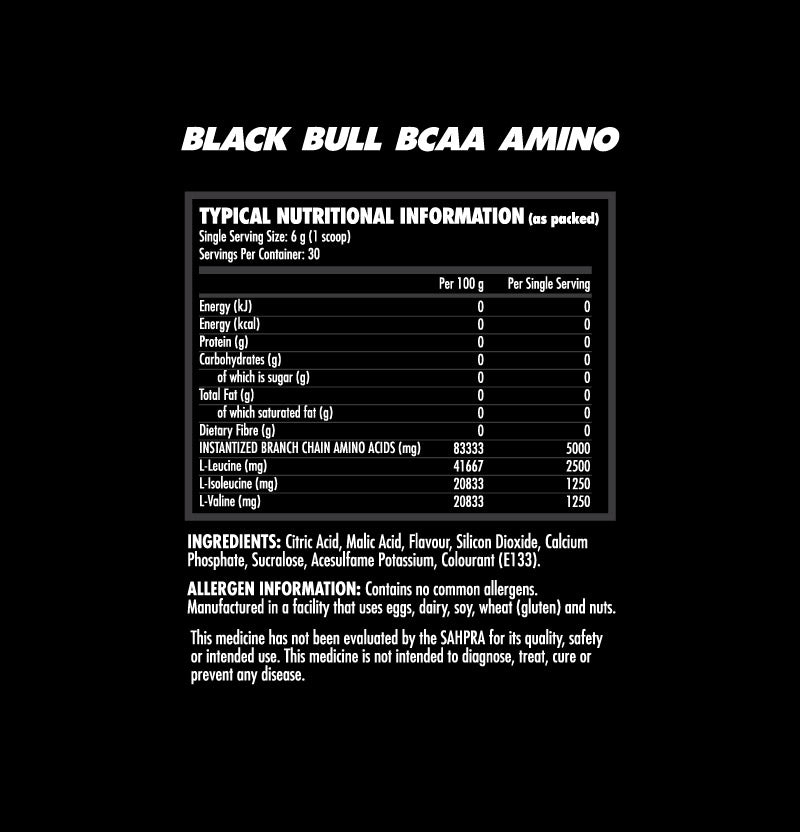 Black Bull BCAA Aminos – NUTRITECH Namibia Online